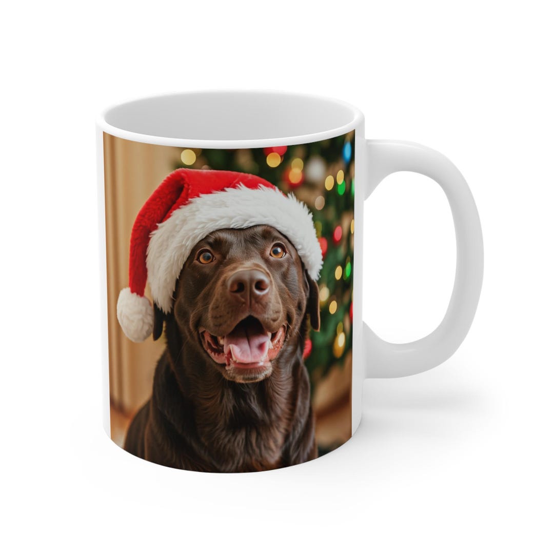 Chocolate Labrador Mug Happy Holidays Ceramic Christmas Mugs Dog Lover ...
