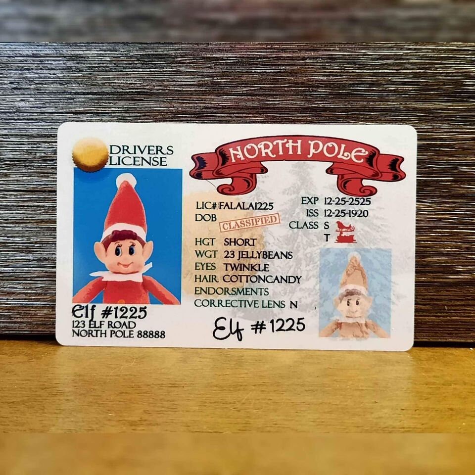 Elf Drivers License From the North Pole With Santa's Actual Mailing ...