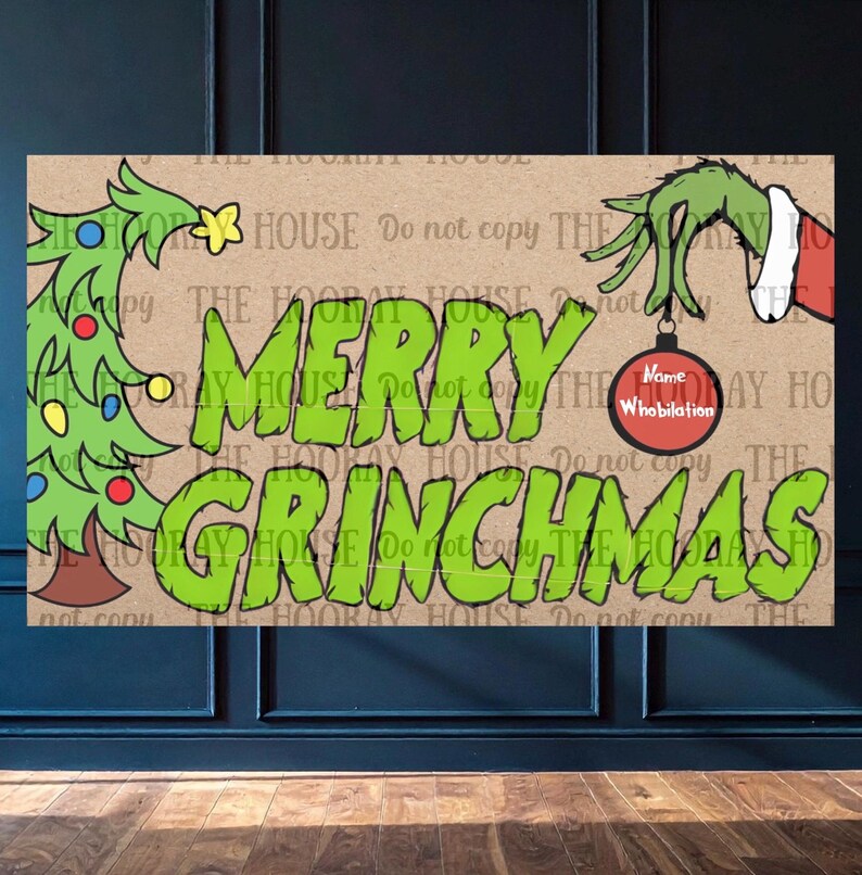 Grinch Grinchmas Grinch Hand Whobilation DIGITAL Brown Painted Banner ...