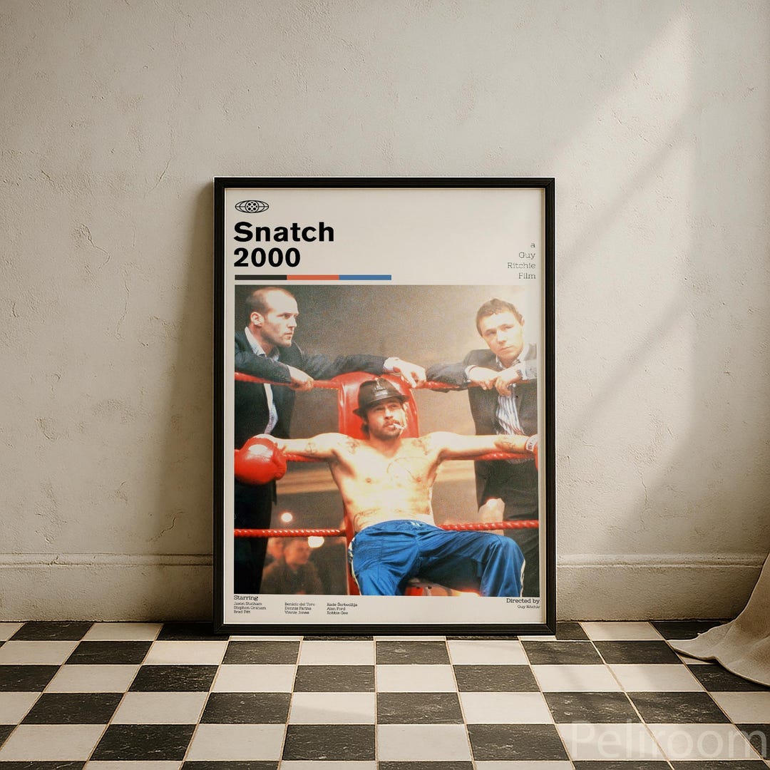 Snatch Movie Poster | Brad Pitt Guy Ritchie Movie Poster | Mid Century ...
