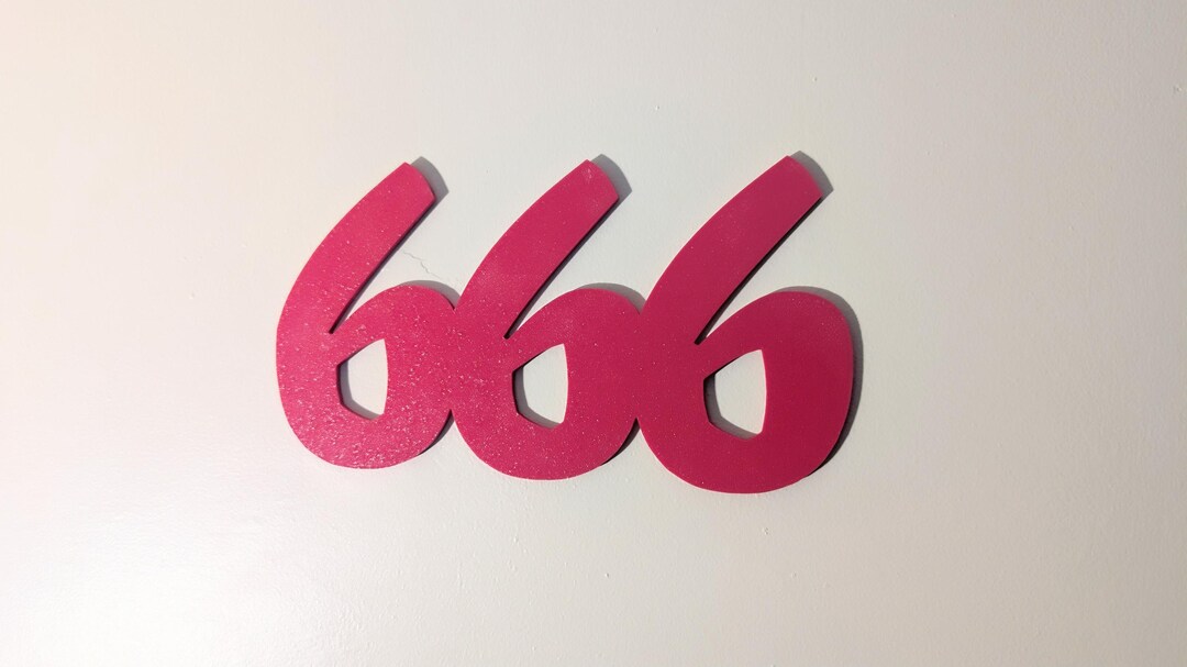 Red 666 Wall Art - Satanic Home Decor, Gothic Numeral Sign, Occult ...