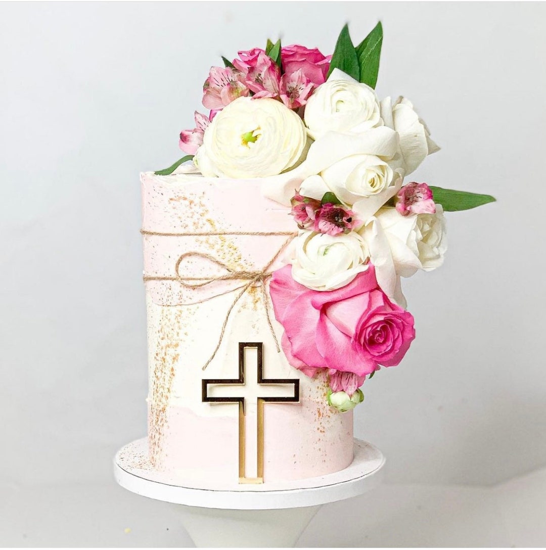 Cross Cake Charm, Baptism Cake Topper Cross, First Holy Communion Cake ...