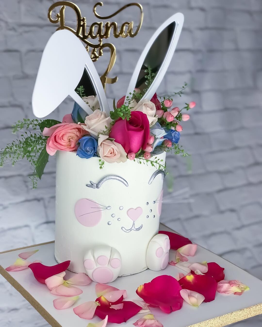 Acrylic Cake Topper, Easter Cake Topper, Bunny Ears Cake Topper, Easter ...