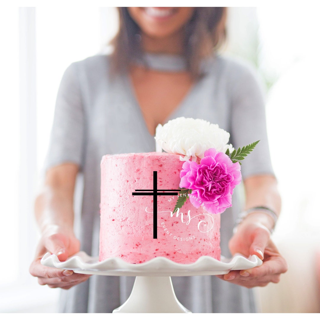 Cross Cake Charm, Baptism Cake Topper Cross, First Holy Communion Cake ...