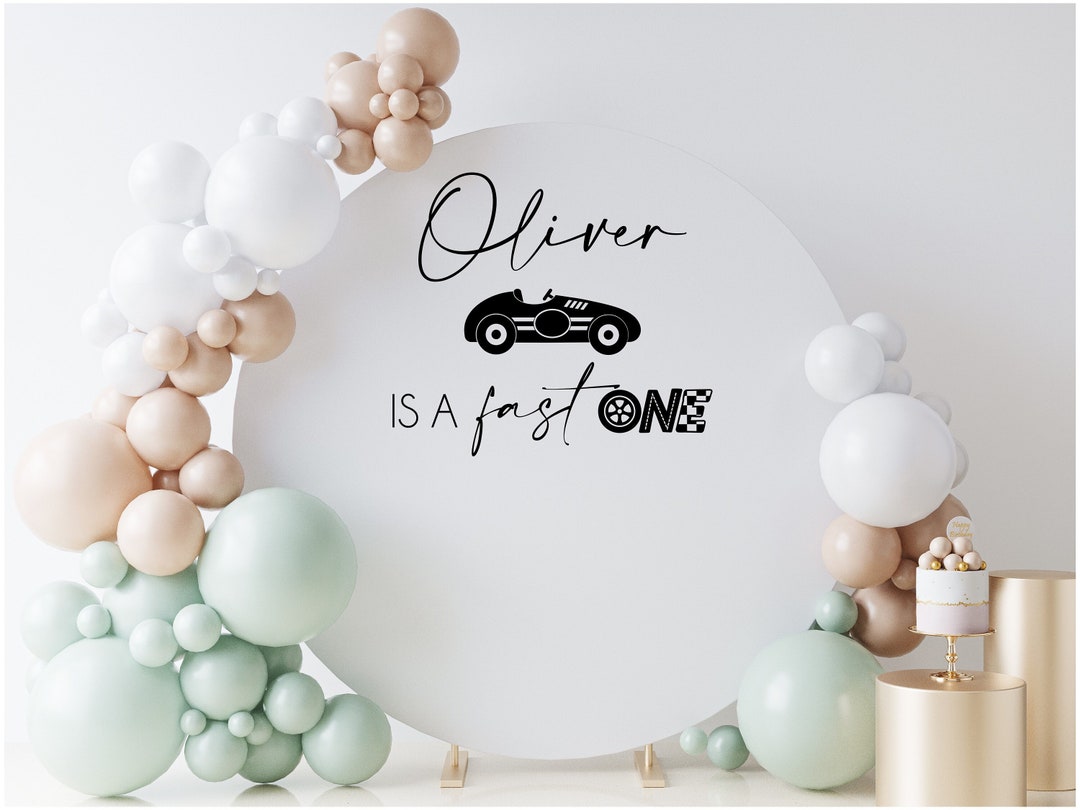 Vintage Retro Fast One Vinyl Decal, Two Fast Racer Birthday Party ...