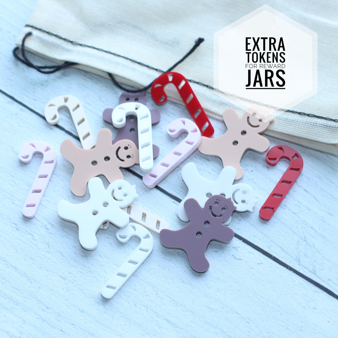 Extra Tokens for Reward Jar, Christmas Gingerbread Candy Cane Reward ...