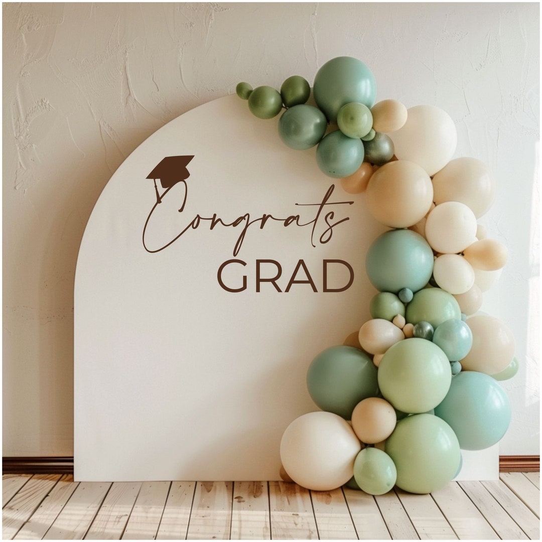Congrats Grad Vinyl Decal, Vinyl Decal for Backdrop, Balloon Wall Decal ...
