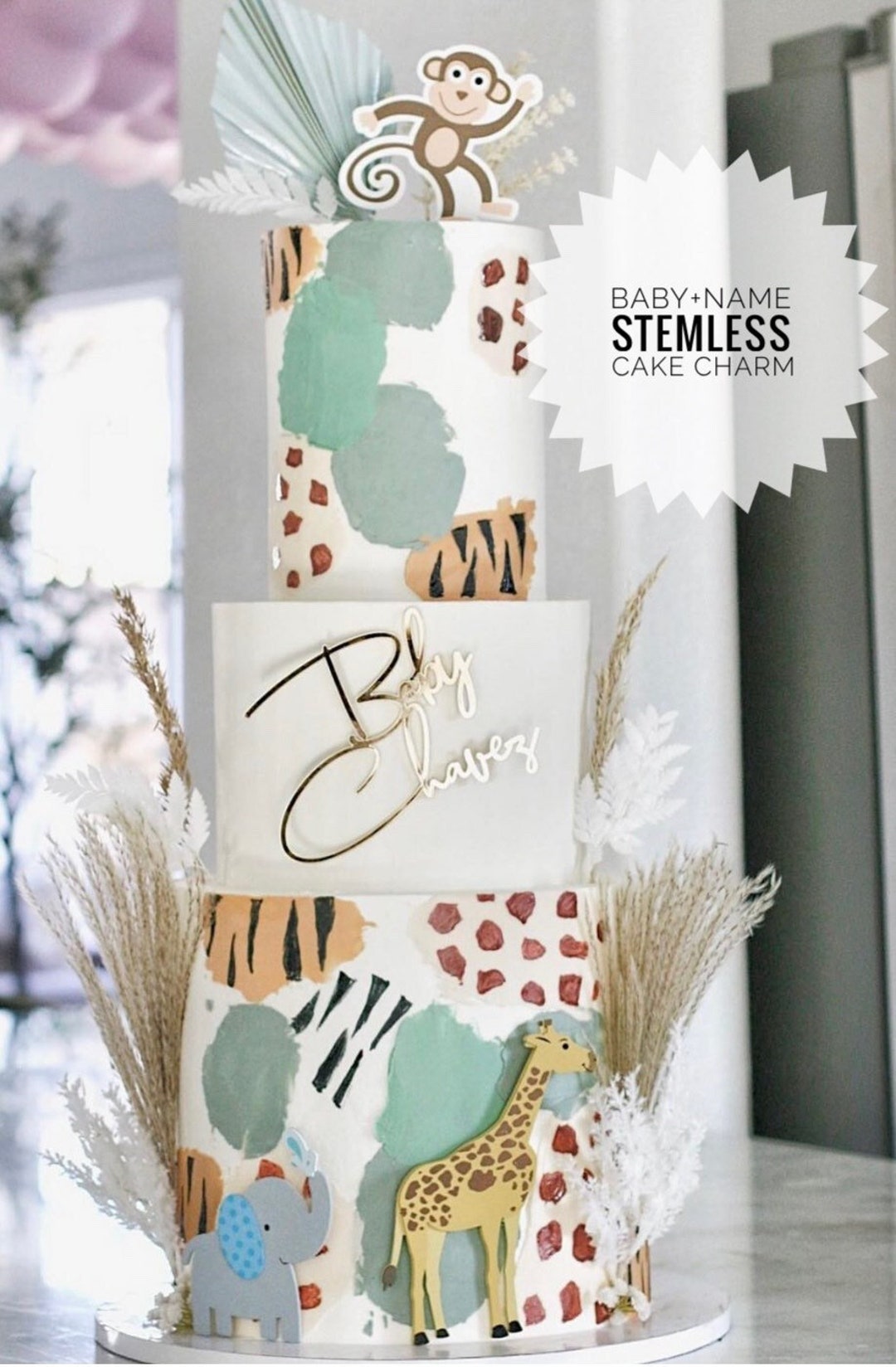 Acrylic Cake Charm, Personalized Cake Topper for Baby Shower, Front ...