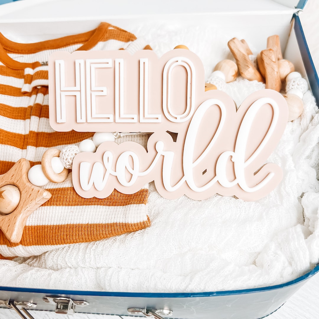Hello World Baby Sign, Newborn Birth Announcement, Newborn Photography ...
