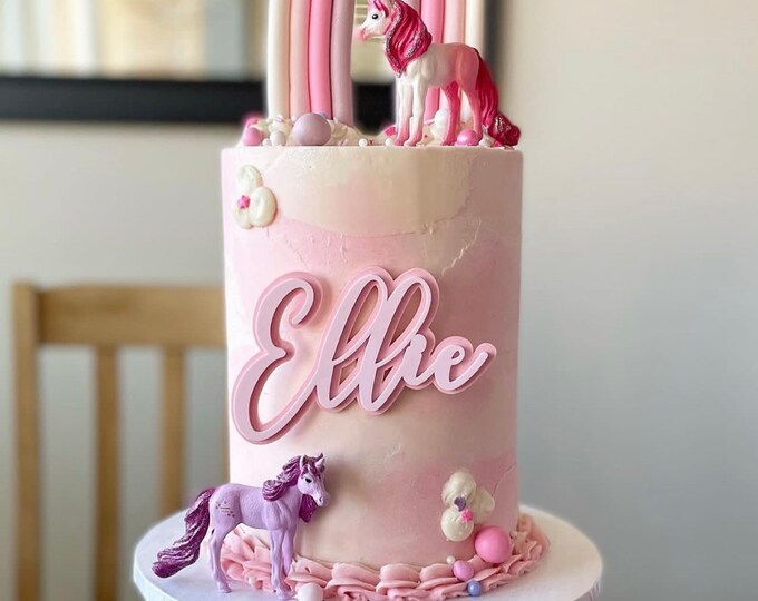 Layered Cake Topper, Flat Lay Cake Topper, Acrylic Cake Charm, Name ...