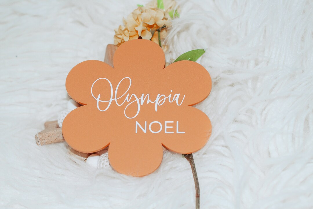Daisy Baby Name Plaque Newborn Boho Flower Name Reveal Hello - Etsy