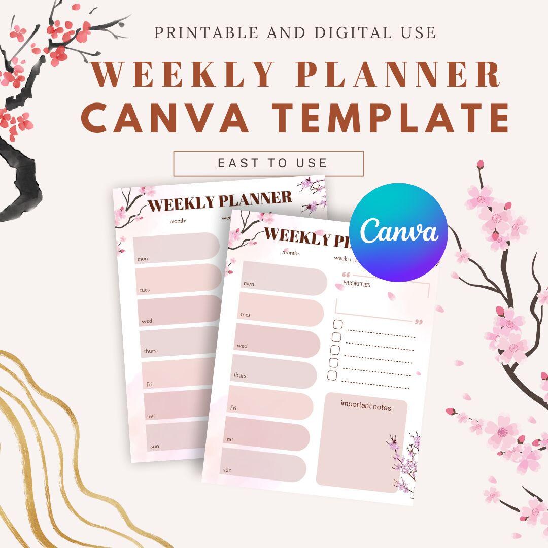 Weekly Planner Template Editable | Printable Weekly Planner | Canva ...