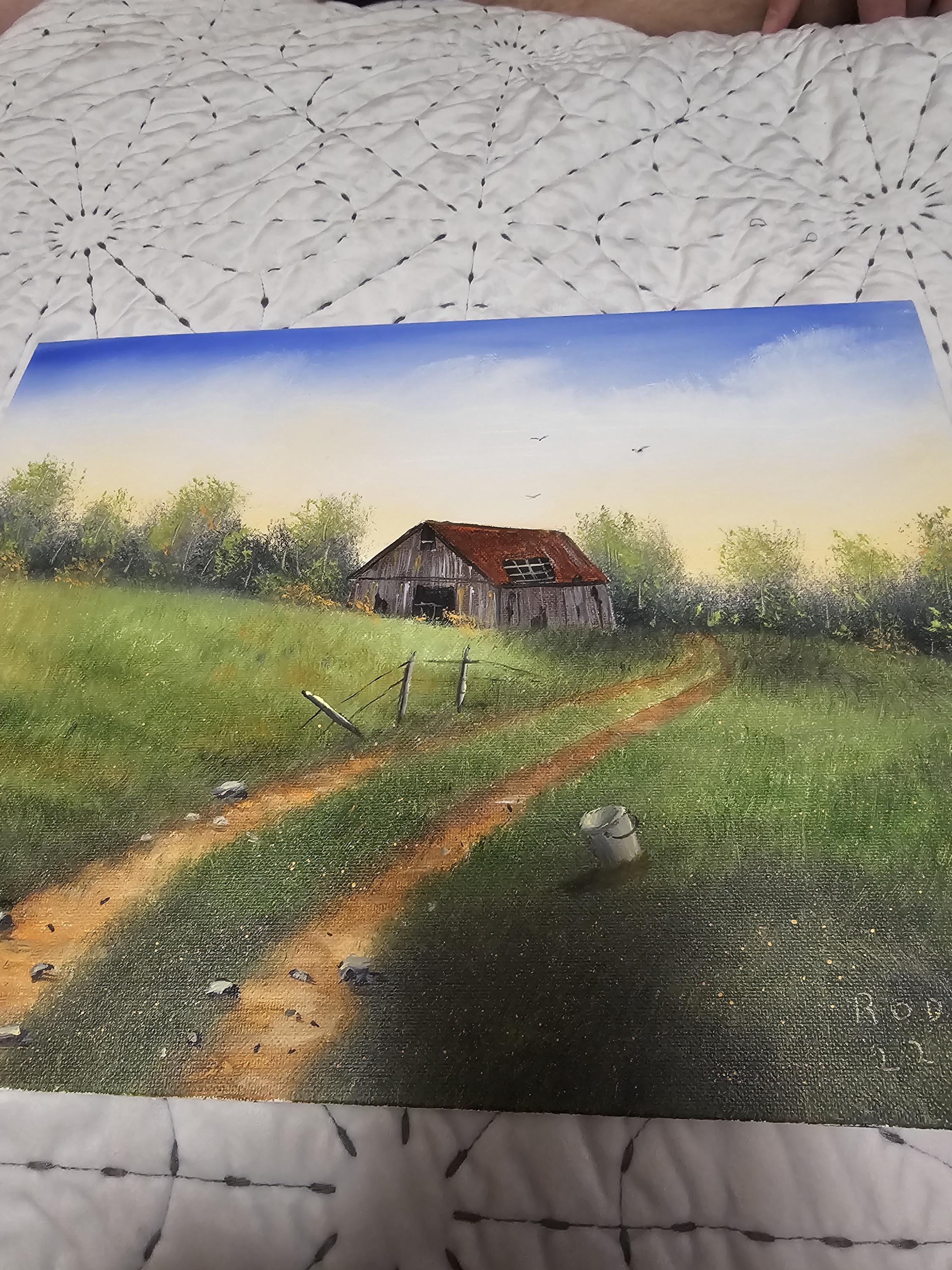 Farm Landscape Painting: Rustic Barn Art, Peaceful Rural Scene - Etsy