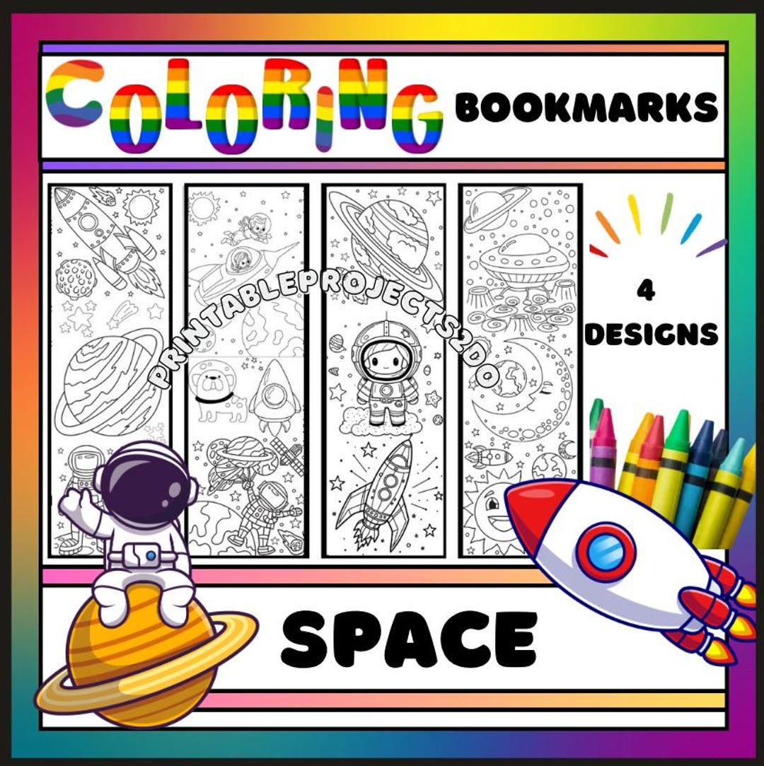Space Theme Coloring Bookmarks: Astronaut DIY Activity (PDF Download ...