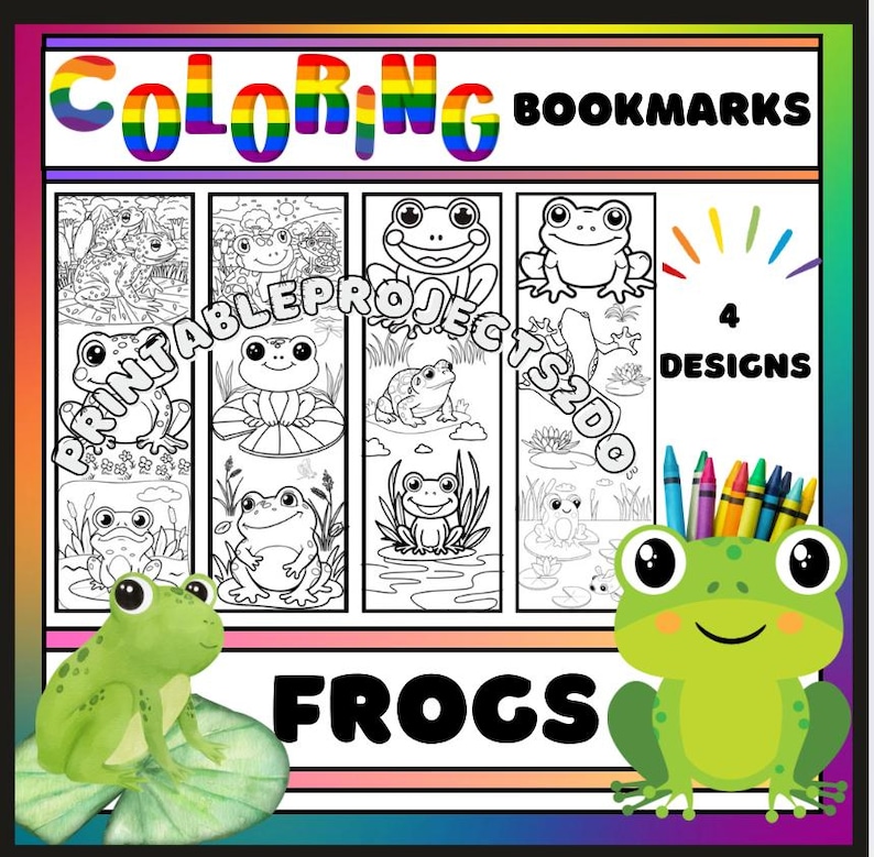 Frogs DIY Coloring Bookmarks, Kids Activity, Color Your Own, Printable ...