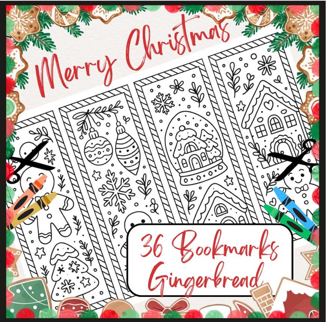Christmas Gingerbread Coloring Bookmarks • Holiday Kids Activity ...