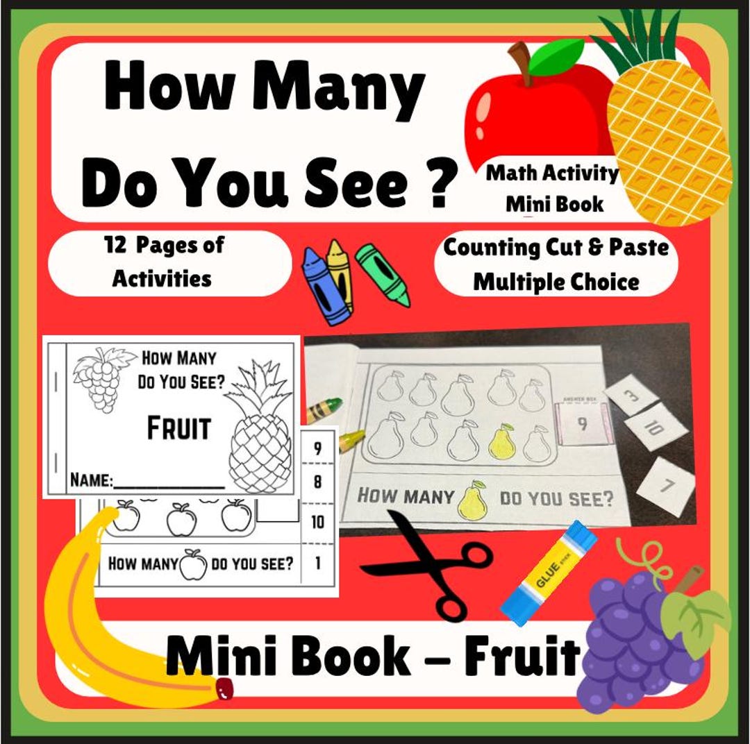 Fruit Math Mini Book: Counting 1-10 Activity (digital Download) - Etsy