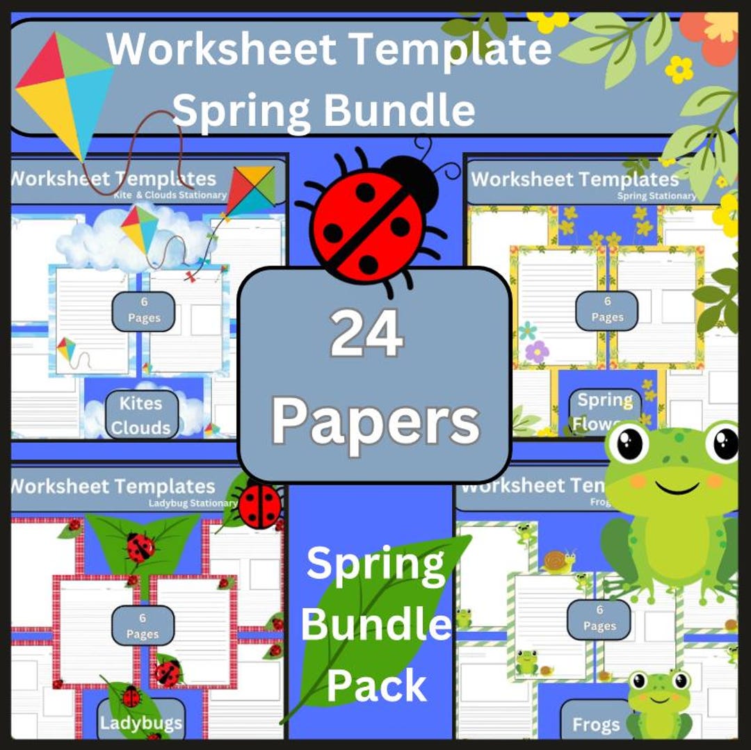 Spring Bundle Worksheet Set, Kites & Clouds, Frogs, Ladybugs, Spring ...