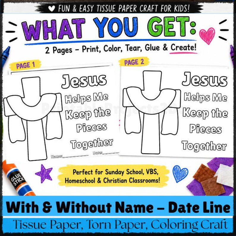 Christian Torn Paper Cross Craft Kit | Jesus Faith-based Bible Activity ...