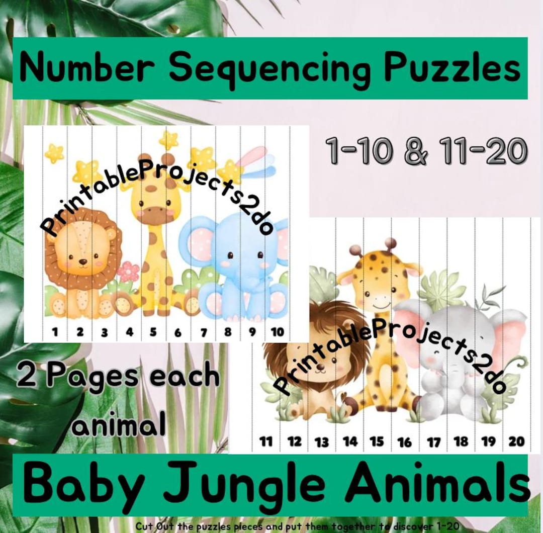 Jungle Animals Number Sequencing Puzzle: Preschool Math Game (PDF) - Etsy