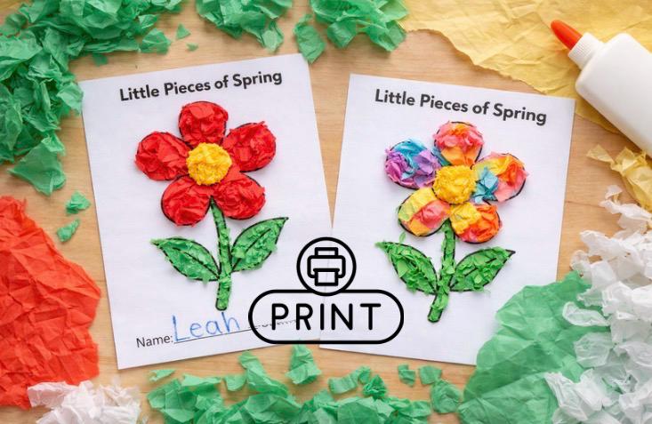 Spring Torn Paper Flower Craft Template, Preschool Activity, Fine Motor ...