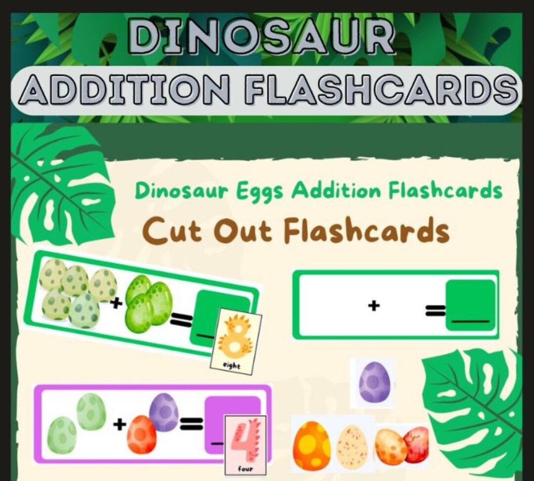 Dinosaur Egg Addition Game Flashcards: Montessori Math Printable ...