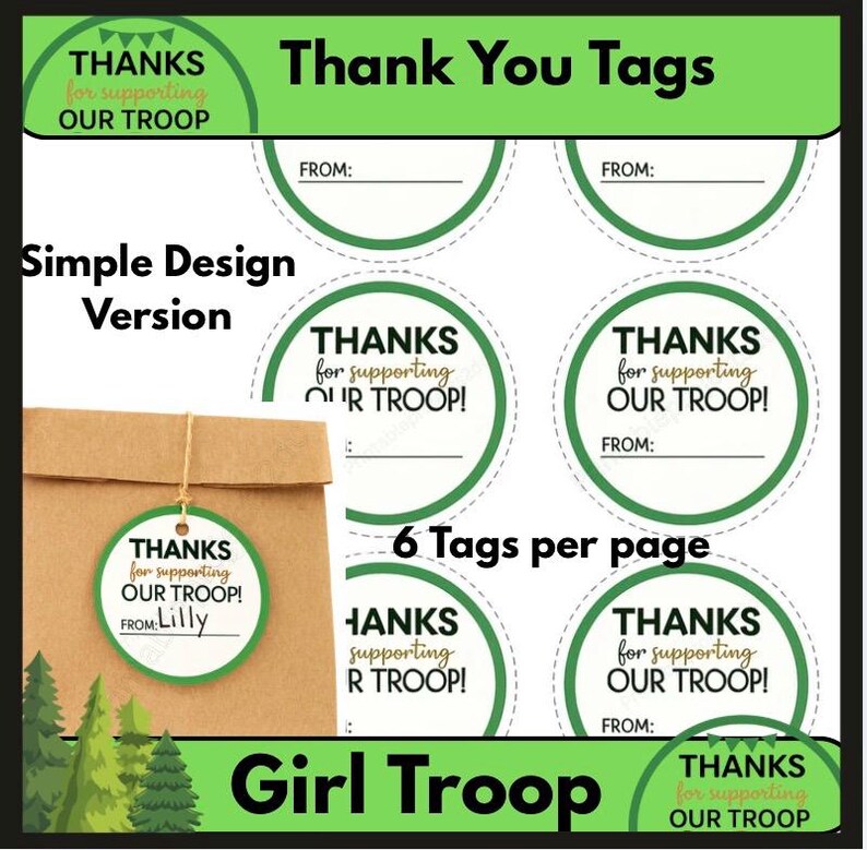 Girls Troop, Thank You Tags | Troop Appreciation, 4 Designs (instant ...
