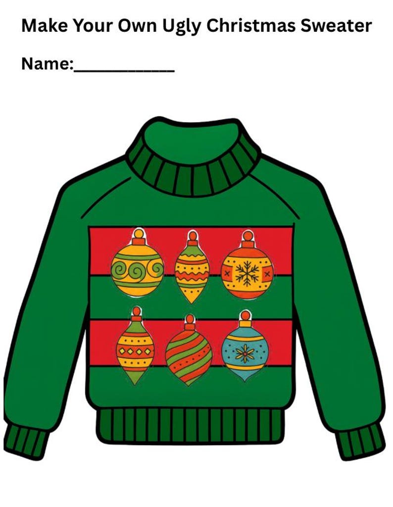 Ugly Christmas Sweater Cut & Paste Kit – Kids Printable Activity ...