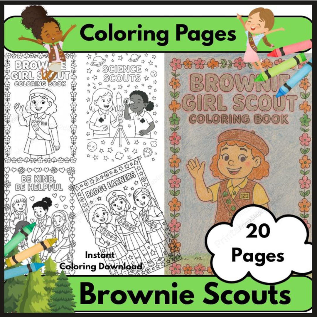 Brownie Scout Coloring Pages | 20-page Printable Girl Scout Activity ...