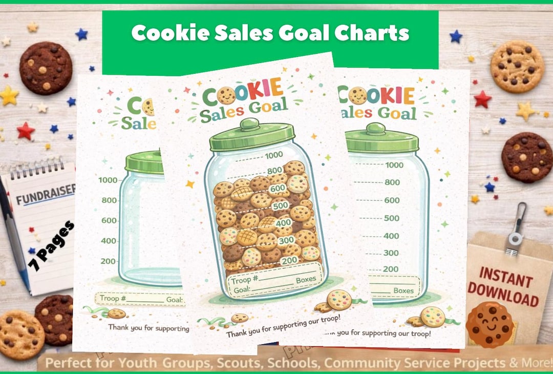 Cookie Sales Goal Chart Printable | Fundraiser Tracker (digital ...