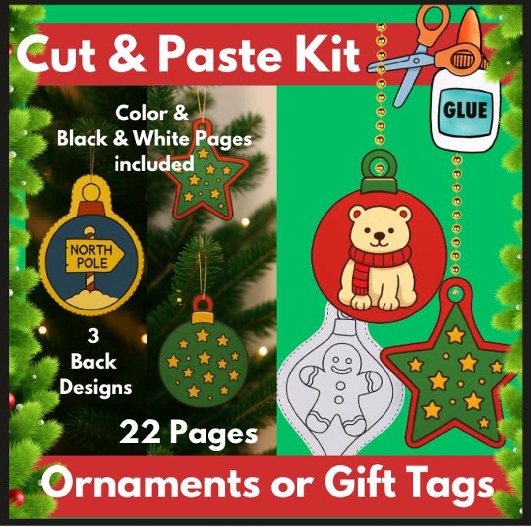 Christmas Ornament Craft Kit | Cut and Paste Printable (digital ...