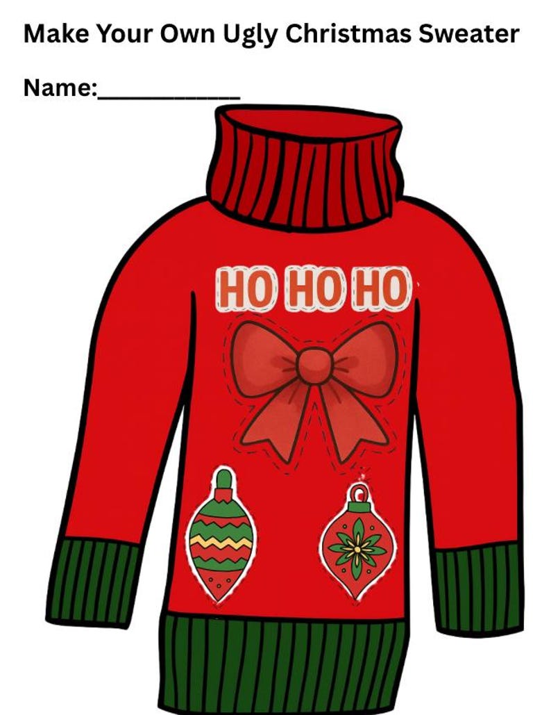 Ugly Christmas Sweater Cut & Paste Kit – Kids Printable Activity ...