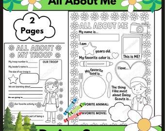 Daisy Girl Scout Activity - All About Me - Printable Instant Download ...
