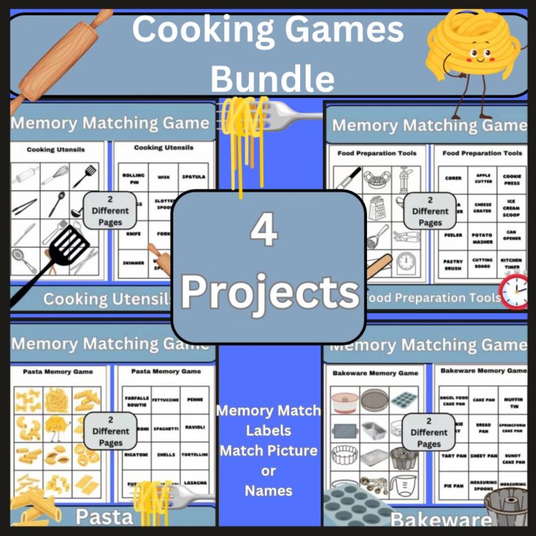 Cooking Class Memory Matching Game: Kitchen Utensils (digital Download ...