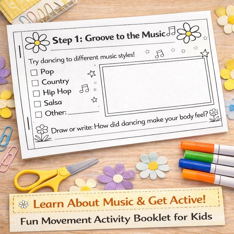 Fun With Movement Activity Mini Book, Daisy Badge Fun, Kids Printable ...