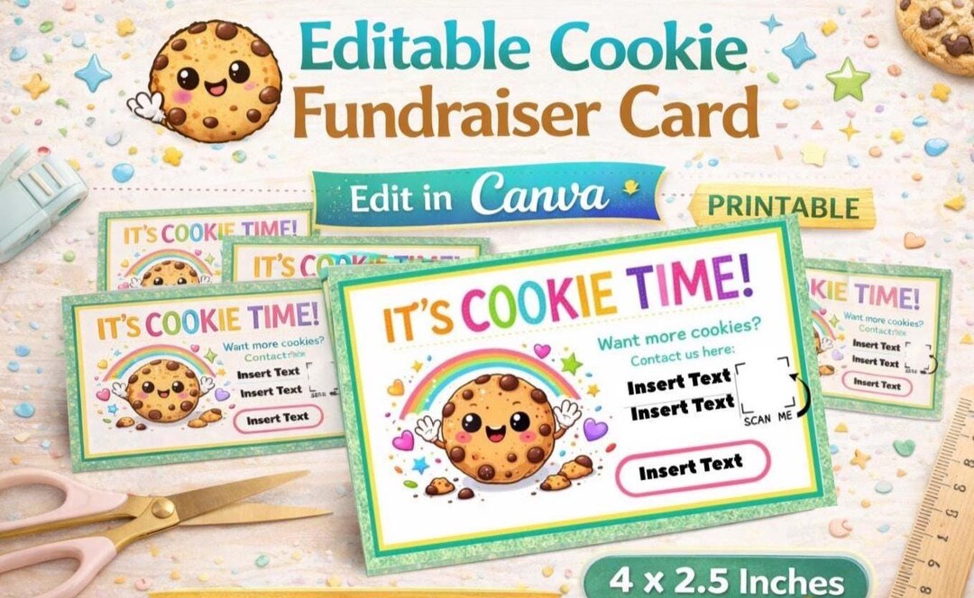 Editable Scout Cookie Fundraiser Card Template | Editable Canva Design ...