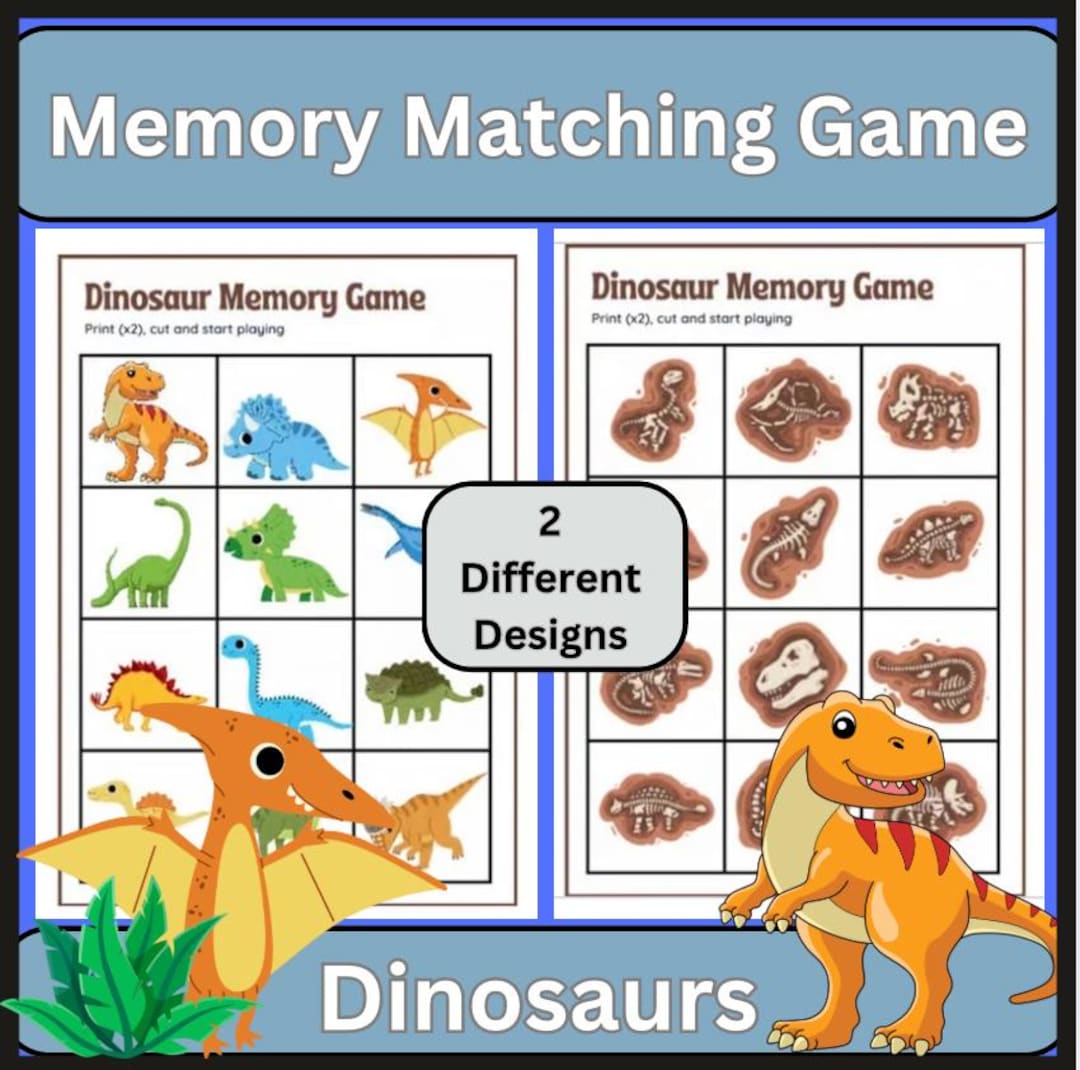 Dinosaur Fossil Memory Matching Game: Printable Archeology Cards ...