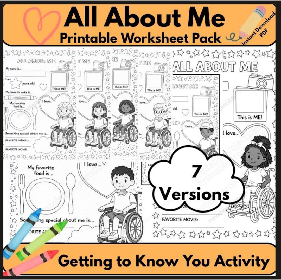 All About Me Worksheet, Back to School Activity, Wheelchair Inclusive ...