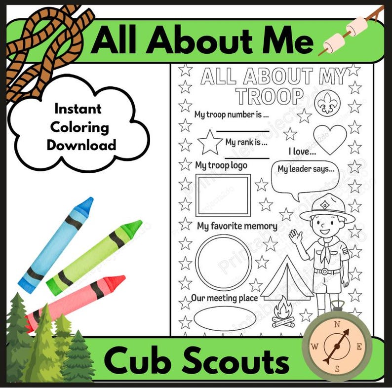 Cub Scouts All About Me Coloring Page, Scout Activity (PDF) - Etsy
