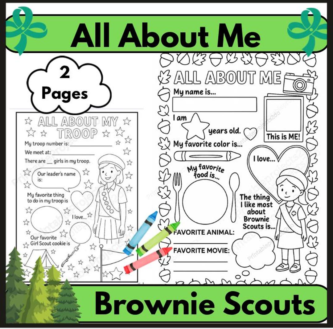 Brownie Scouts Activity Pages – All About Me & Troop (instant Download ...