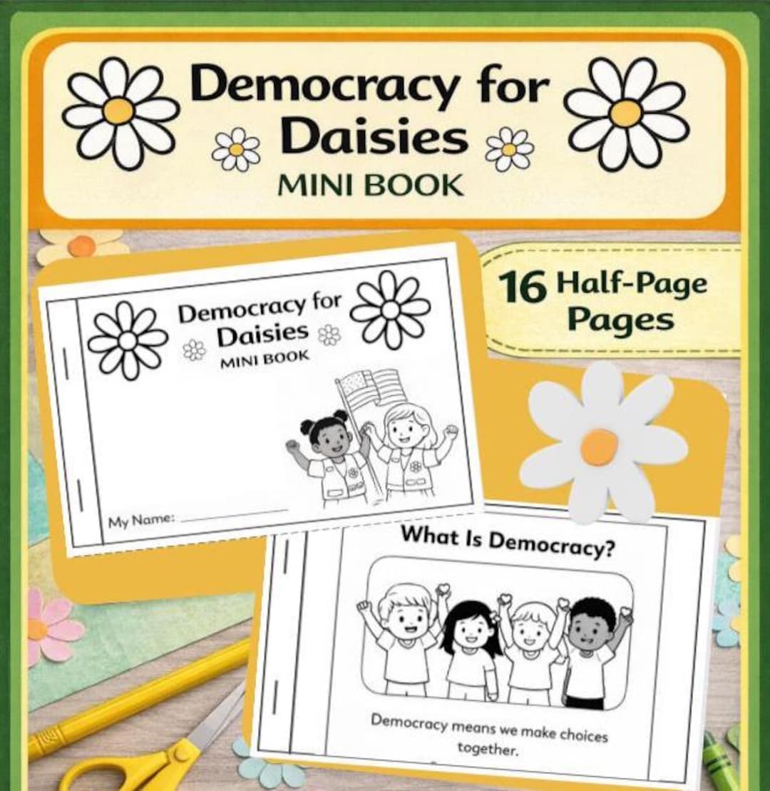 Democracy for Daisies Mini Book | Daisy Badge Printable | Scout Civics ...