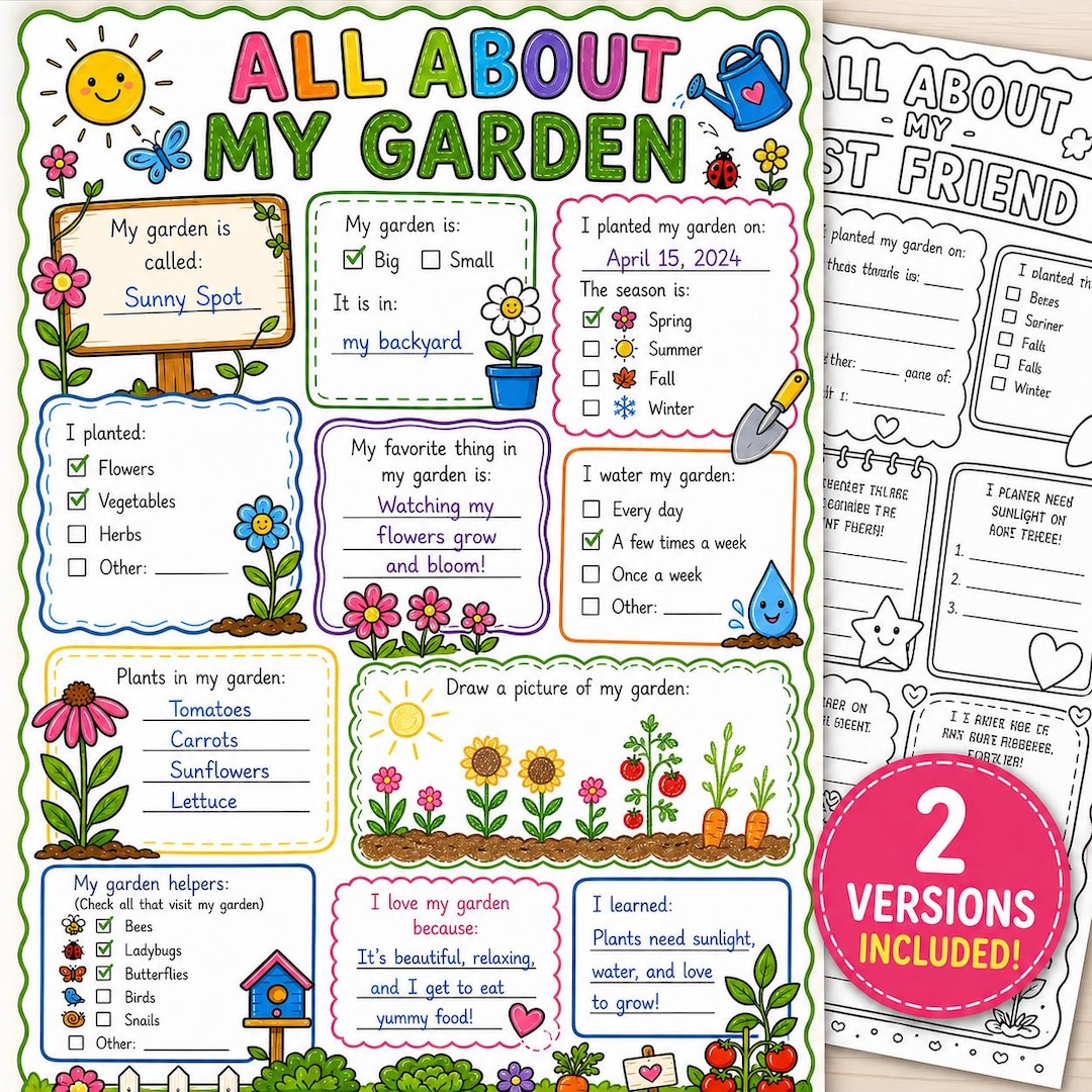 Garden Activity Worksheet for Kids, Gardening Printable, Spring Garden ...