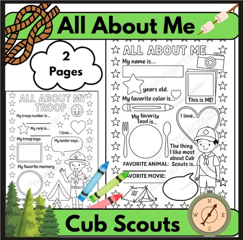 Cub Scouts All About Me Coloring Page, Scout Activity (PDF) - Etsy