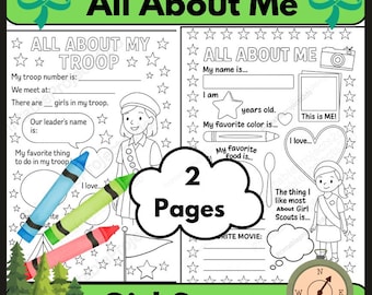 Printable All About Me Scout Activity: Editable Coloring Page (digital ...