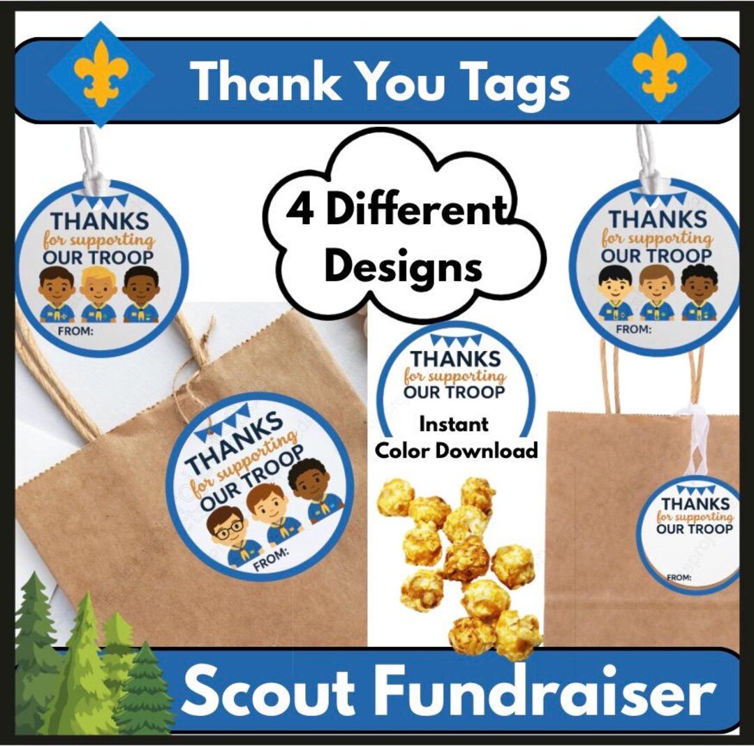 Scout Thank You Tags, Blue Troop Fundraiser, Popcorn (digital Download ...