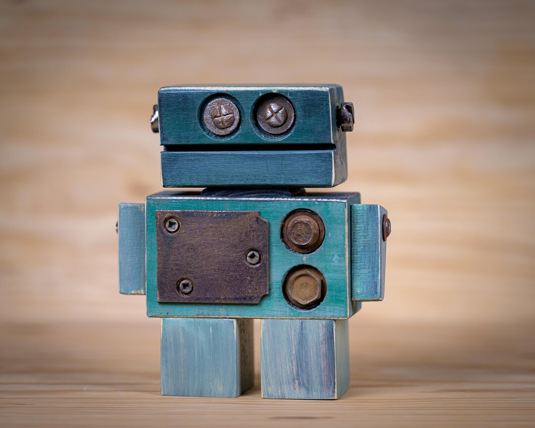 Artbot "rusty" - Wooden Robot, Unique Gift, Handmade, Upcycle, Desk ...