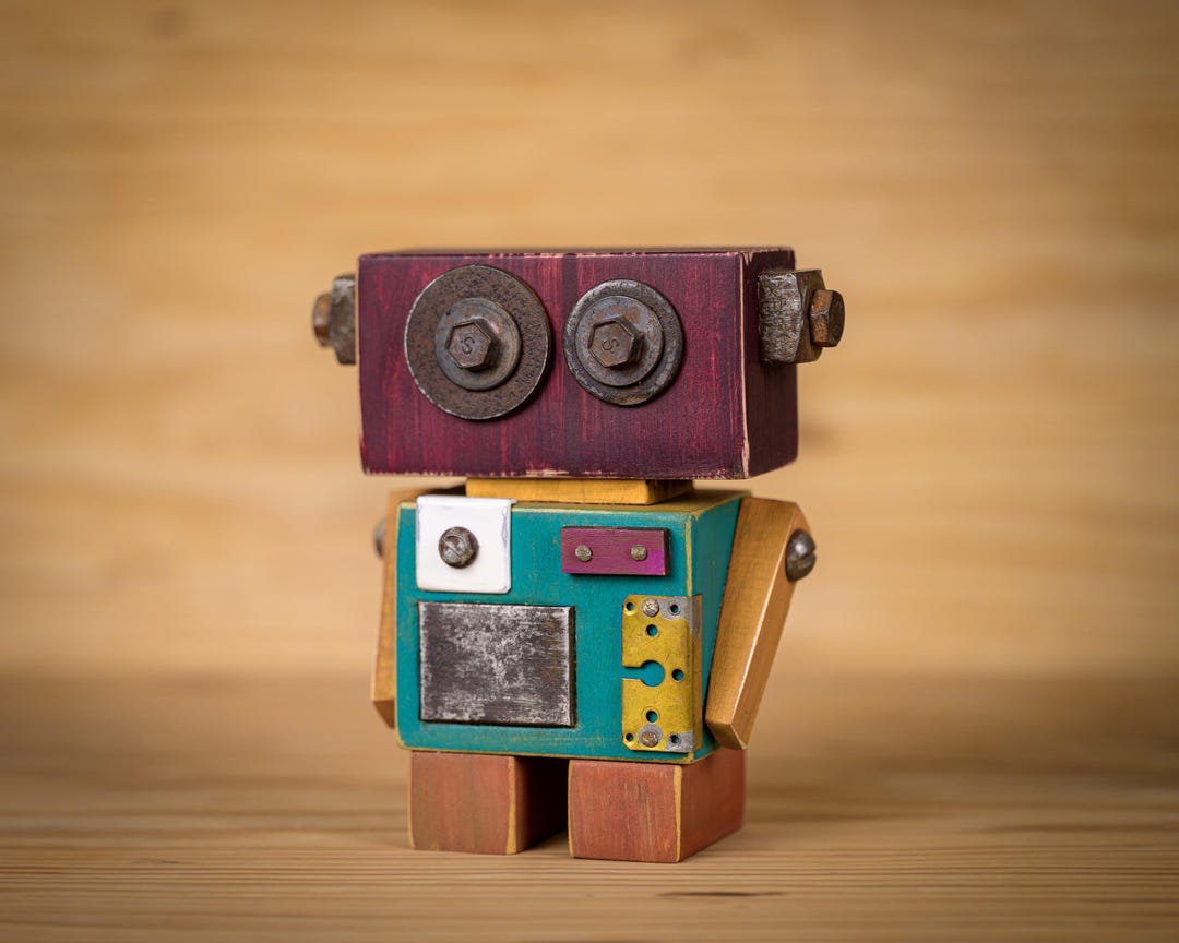 Artbot scout Wooden Robot, Unique Gift, Handmade, Upcycle, Desk ...