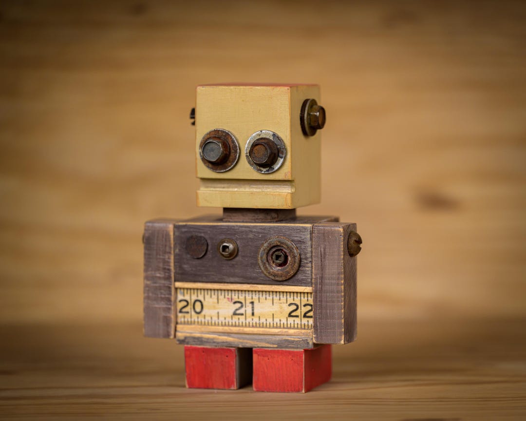Artbot "norbit" - Wooden Robot, Unique Gift, Handmade, Upcycle, Desk ...