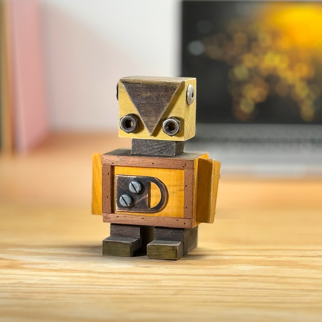 Artbot hoot Wooden Robot, Unique Gift, Handmade, Upcycle, Desk ...