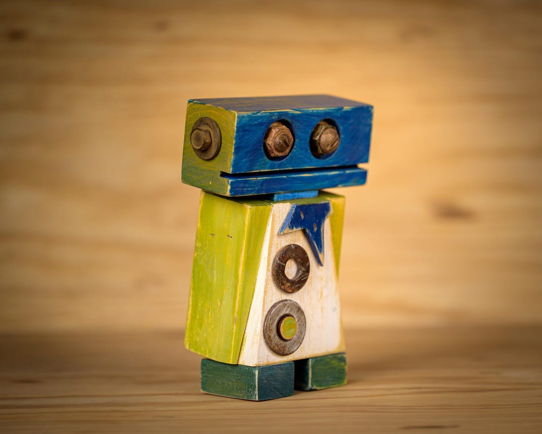 Artbot "orbit" - Wooden Robot, Unique Gift, Handmade, Upcycle, Desk ...